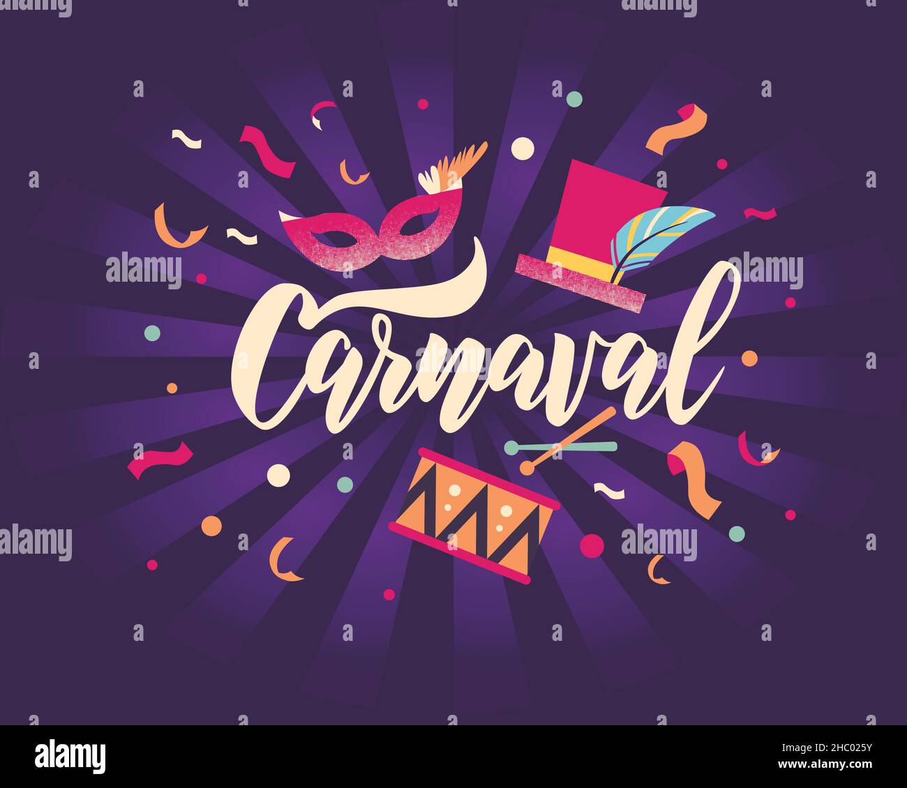 Carnival hand lettering text as banner, card, logo, icon, invitation ...