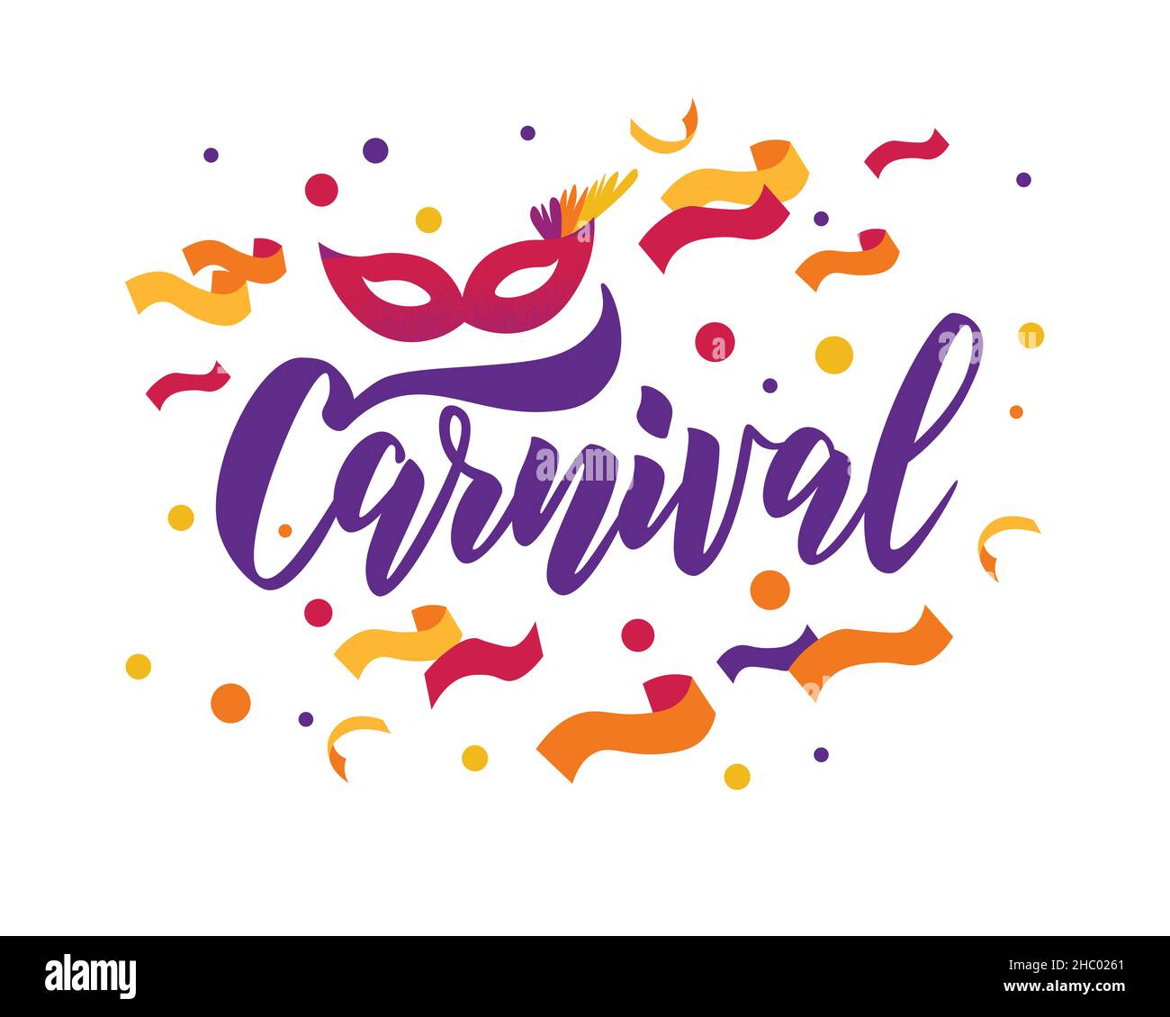 Carnival hand lettering text as banner, card, logo, icon, invitation ...