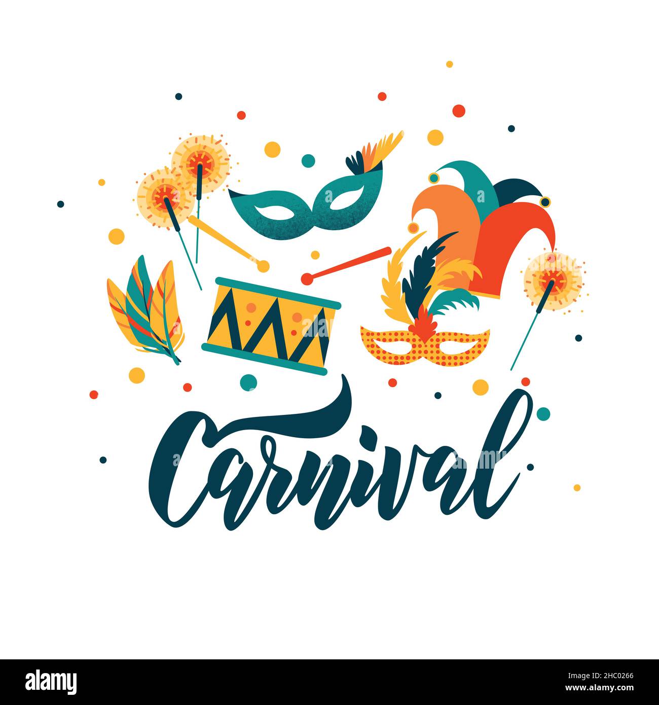 Carnival hand lettering text as banner, card, logo, icon, invitation ...