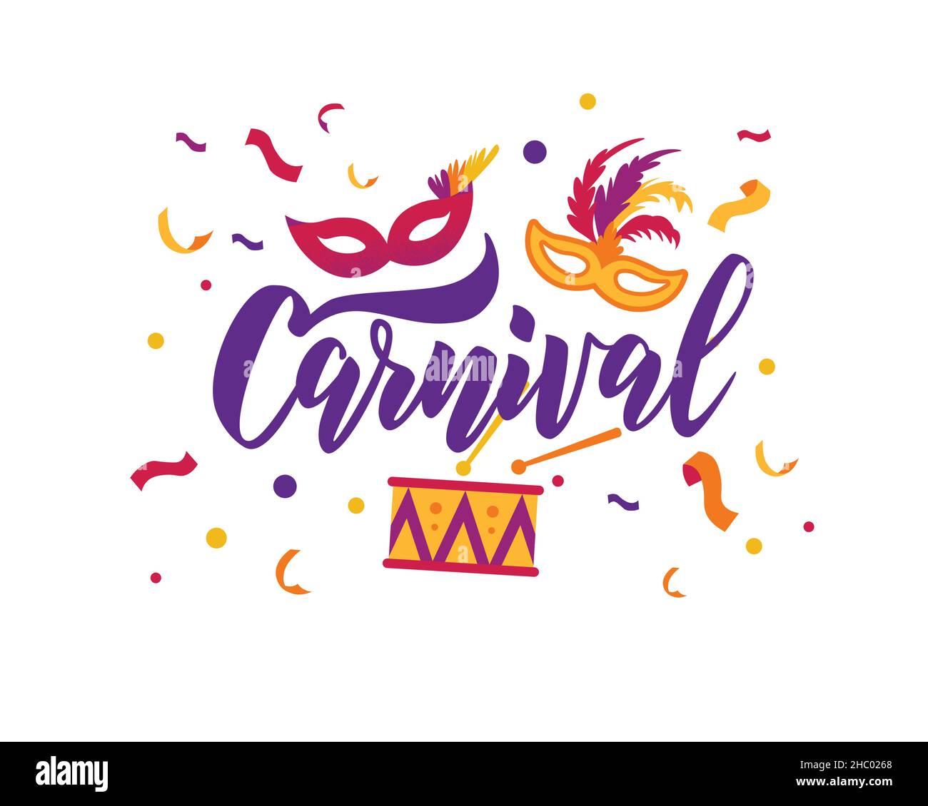 Carnival hand lettering text as banner, card, logo, icon, invitation ...