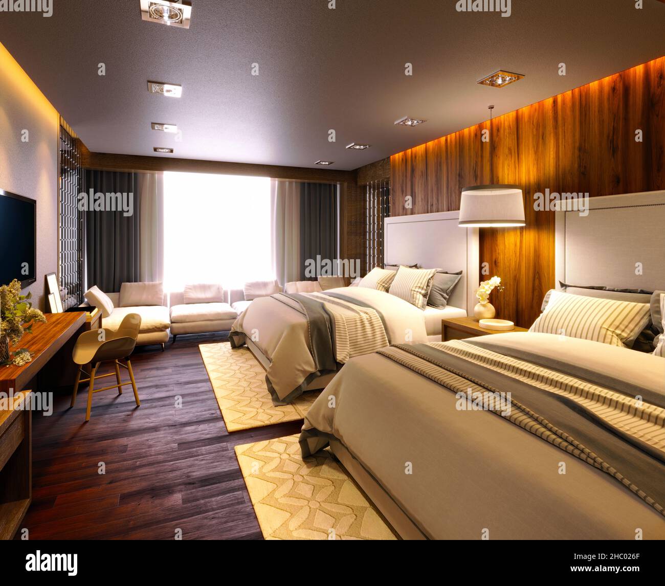 3d render of luxury hotel room Stock Photo - Alamy