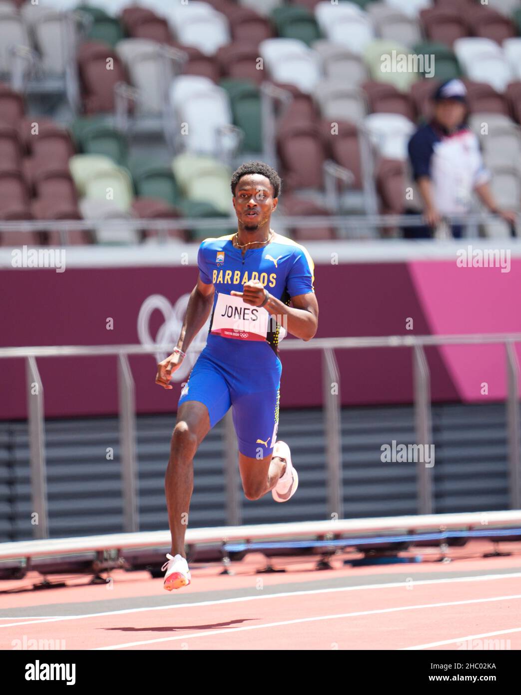 Jonathan Jones competing in the 400 meters of the 2020 Tokyo Olympics ...