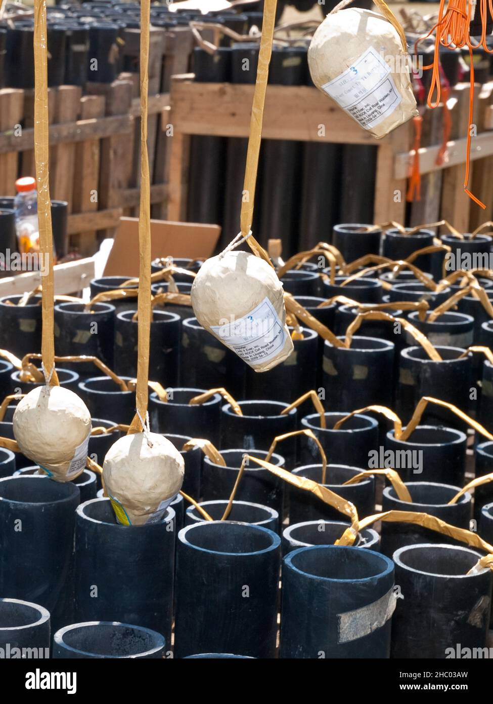 Ridgewood - 05-JUL - RN66960- Ridgewood Fireworks Show, setup. Shells ...