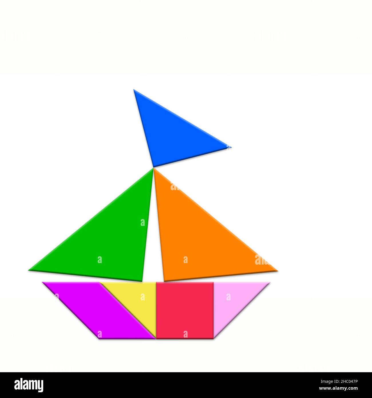 Classic tangram in the shape of a sailboat, 2D illustration Stock Photo ...