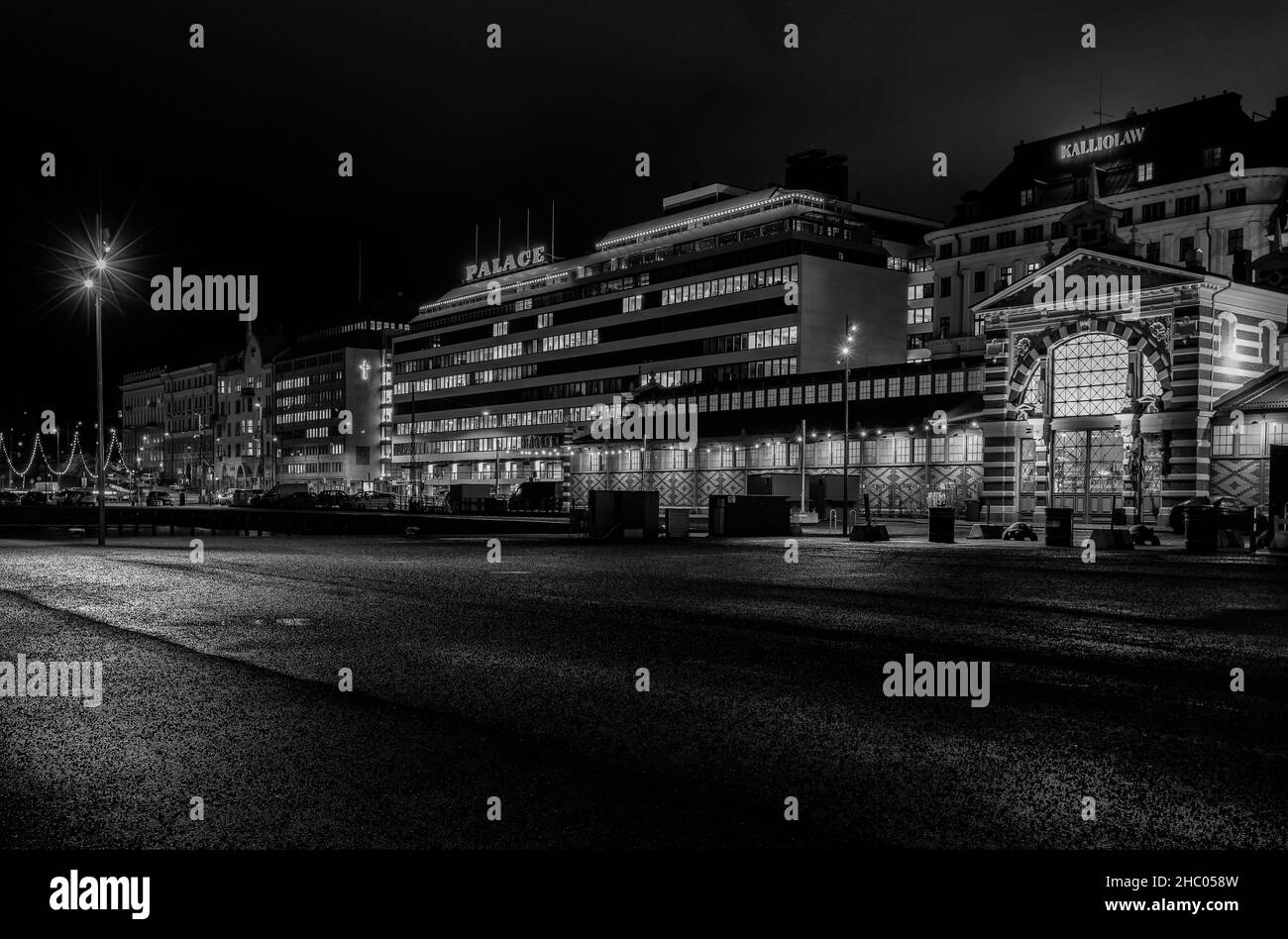 Night view of Eteläranta, southern Helsinki, Finland Stock Photo - Alamy