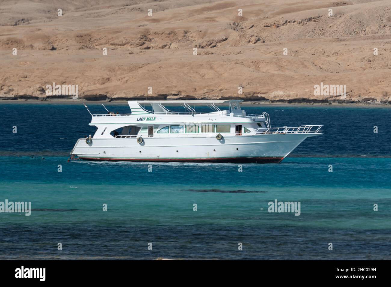 Hurghada, Egypt - August 29, 2021: Cruise yacht in the Red Sea. Boat ...
