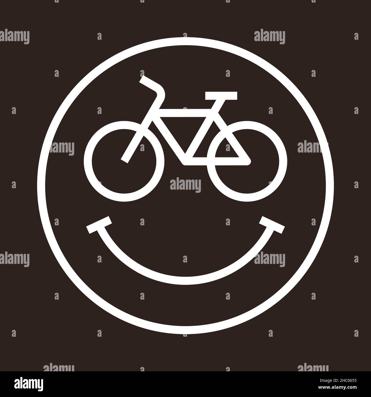 Bike Smiley Icon, Cycling Smiley Emoji on dark background Stock Photo ...