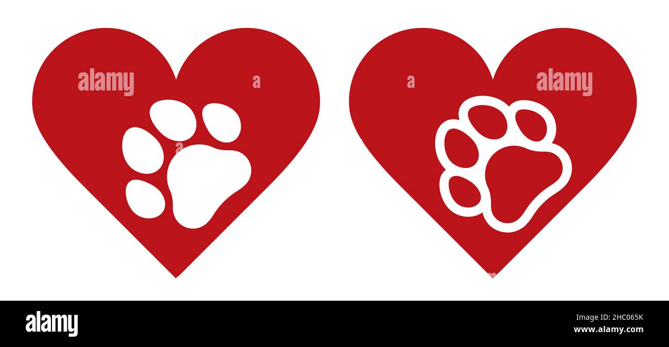 Heart paw print set hi-res stock photography and images - Alamy
