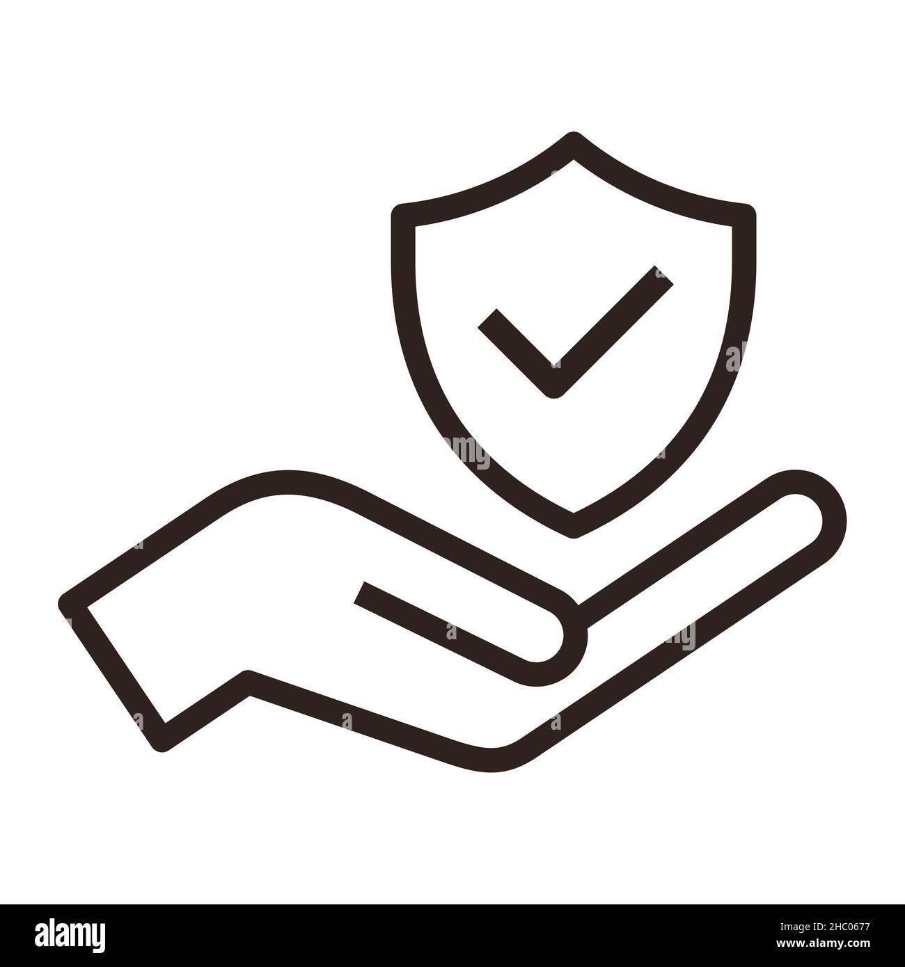Insurance hand line icon. Risk coverage sign. Policyholder protection ...