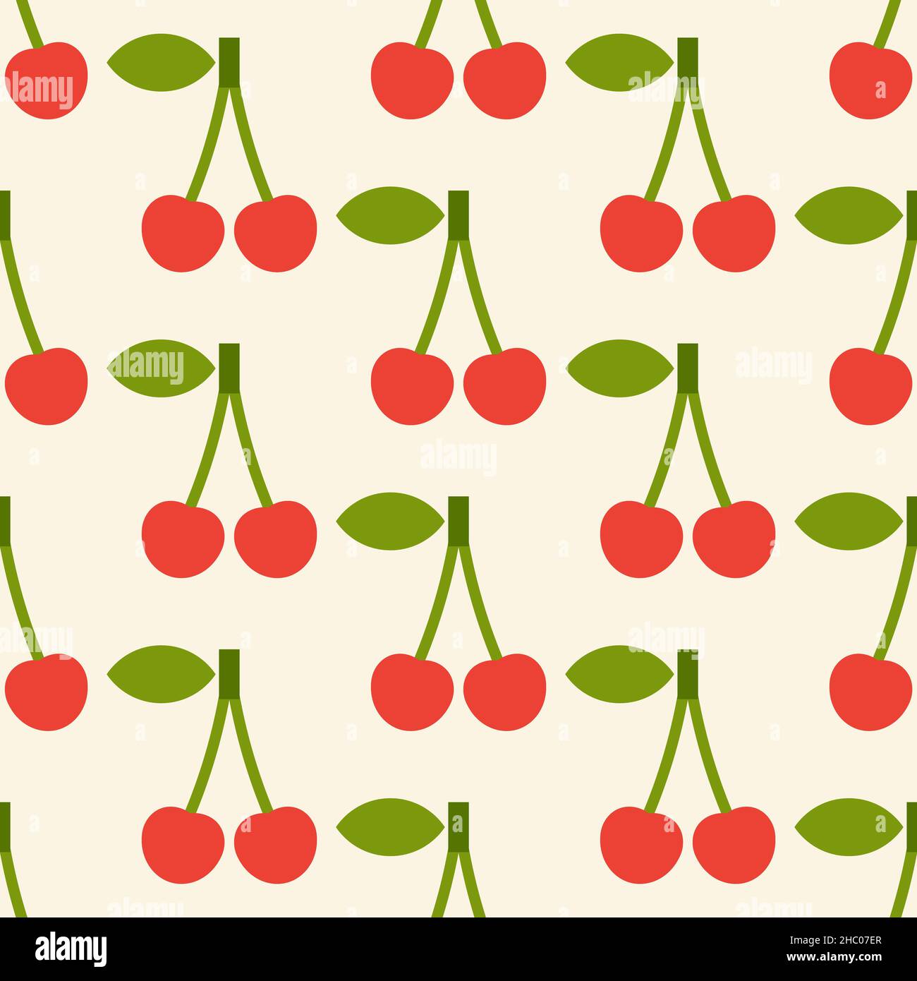 Cherry pattern. Fruit seamless background with cherries Stock Photo - Alamy