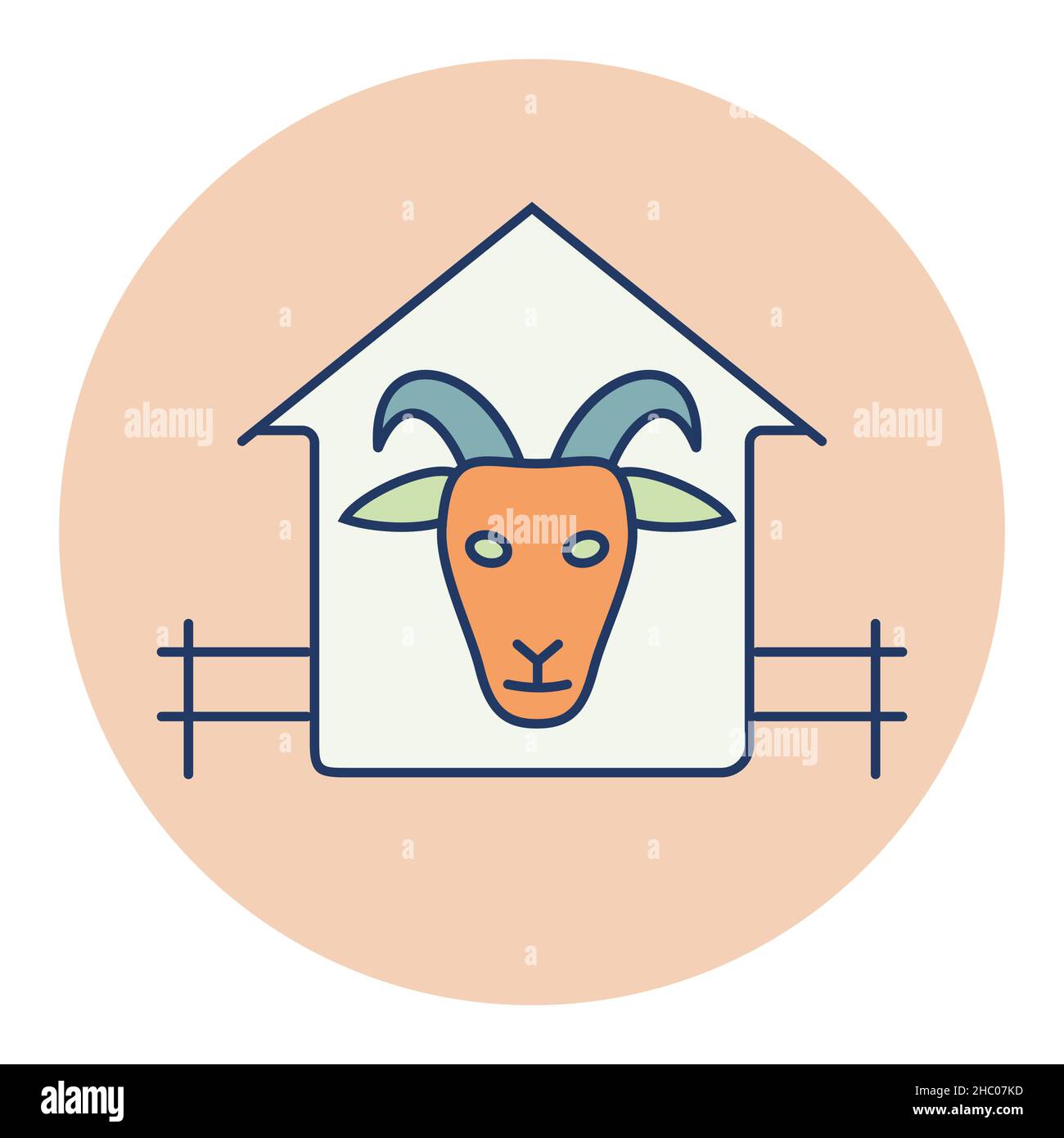 Goat house flat icon. Farm animal sign. Graph symbol for your web site ...