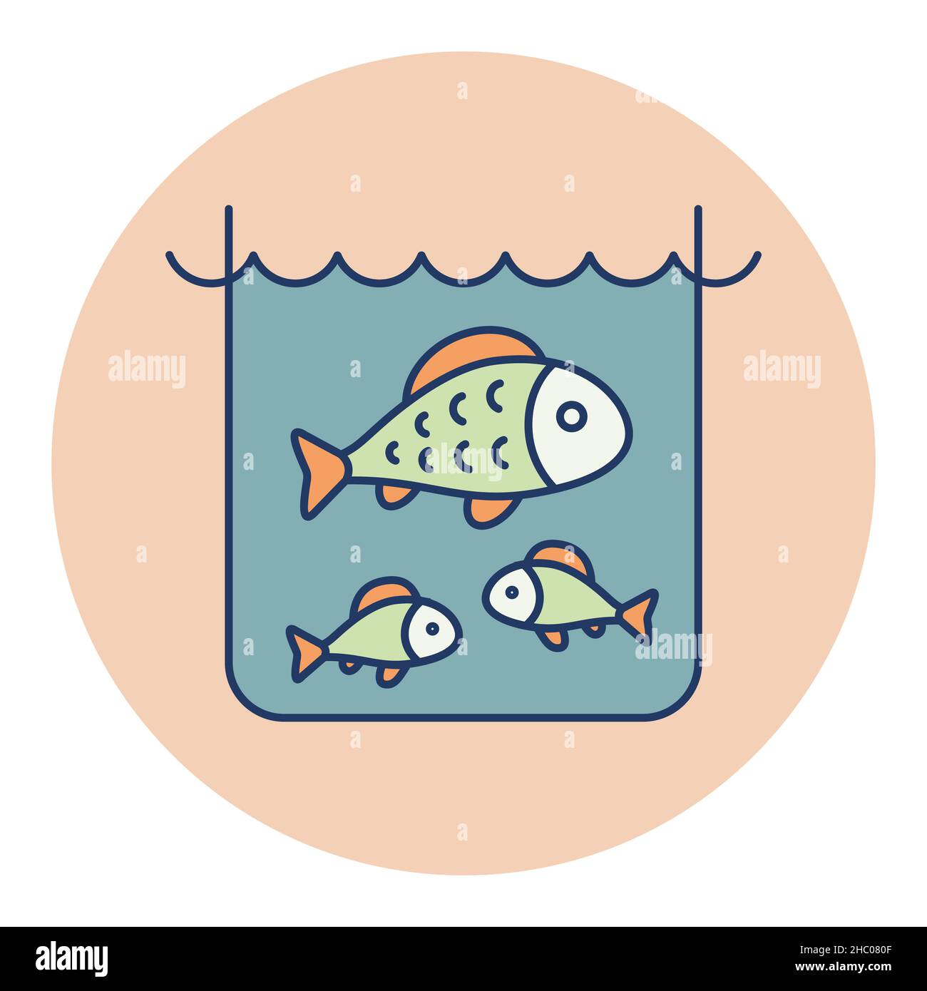Fish in a pond or aquarium flat icon. Farm animal sign. Graph symbol ...