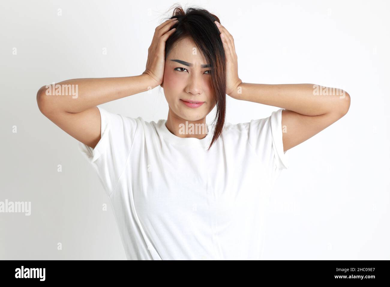 The Asian womna standing on the white background Stock Photo - Alamy
