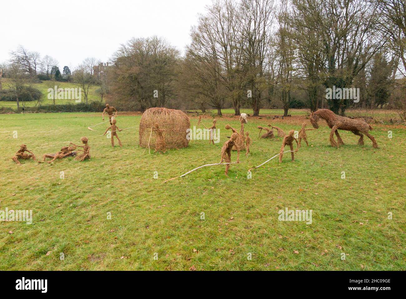 Sculpture of ancient people fashioned from Willow tree branches during ...