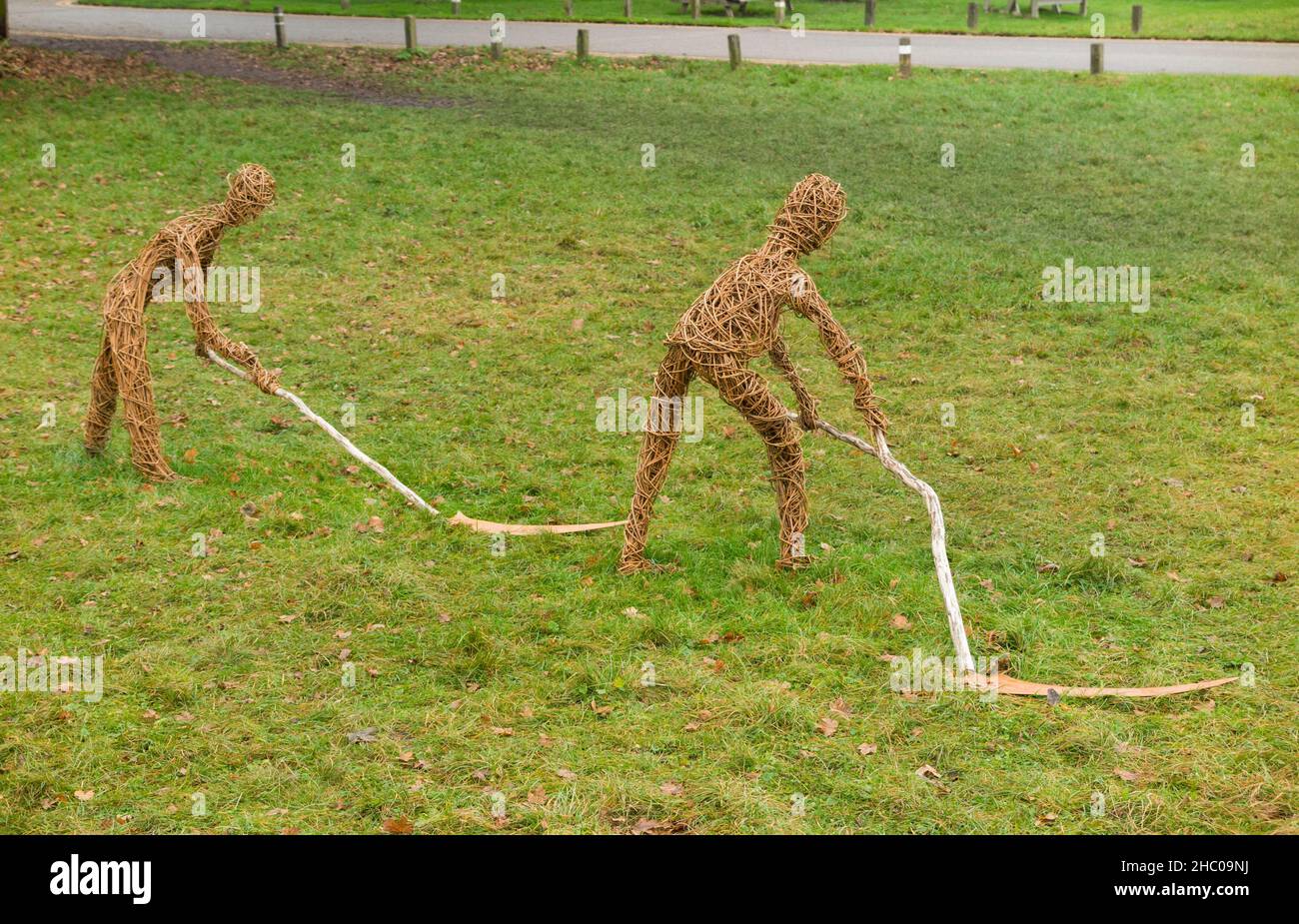 Sculpture of ancient people fashioned from Willow tree branches during ...