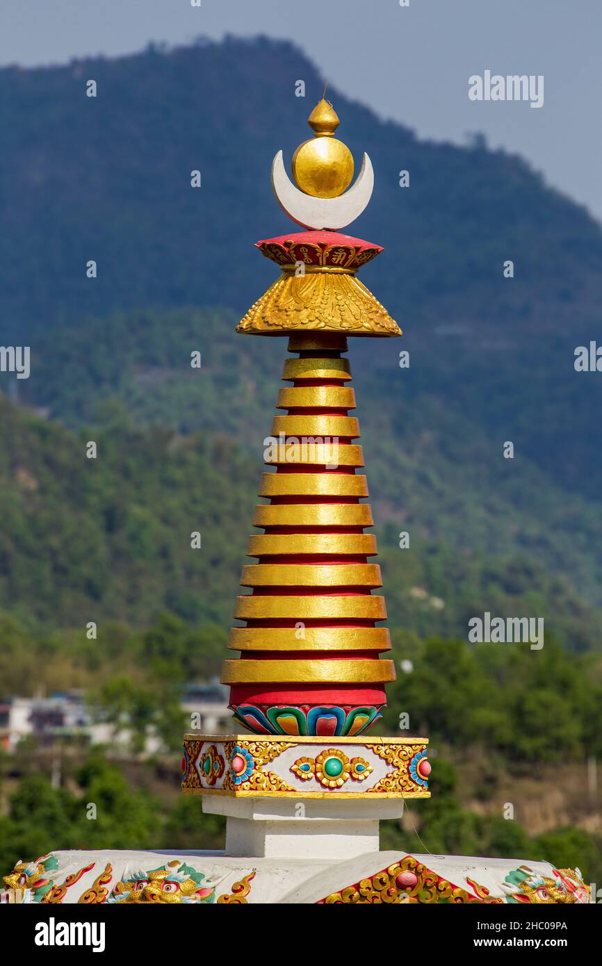 Detail of a small Buddhist stupa at the Pema Tsal Sakya Monastery near ...