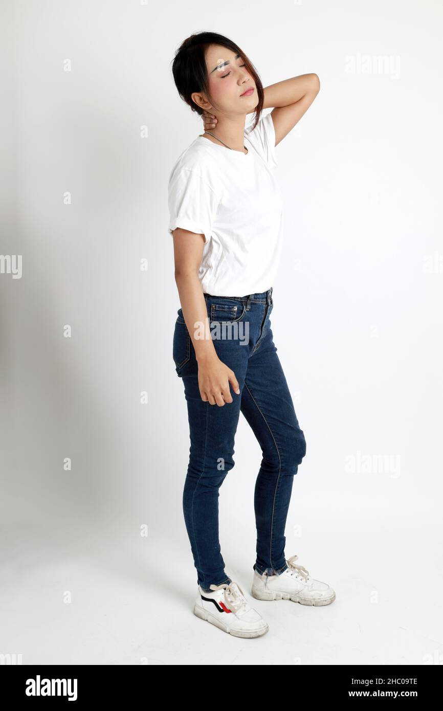 The Asian womna standing on the white background Stock Photo - Alamy