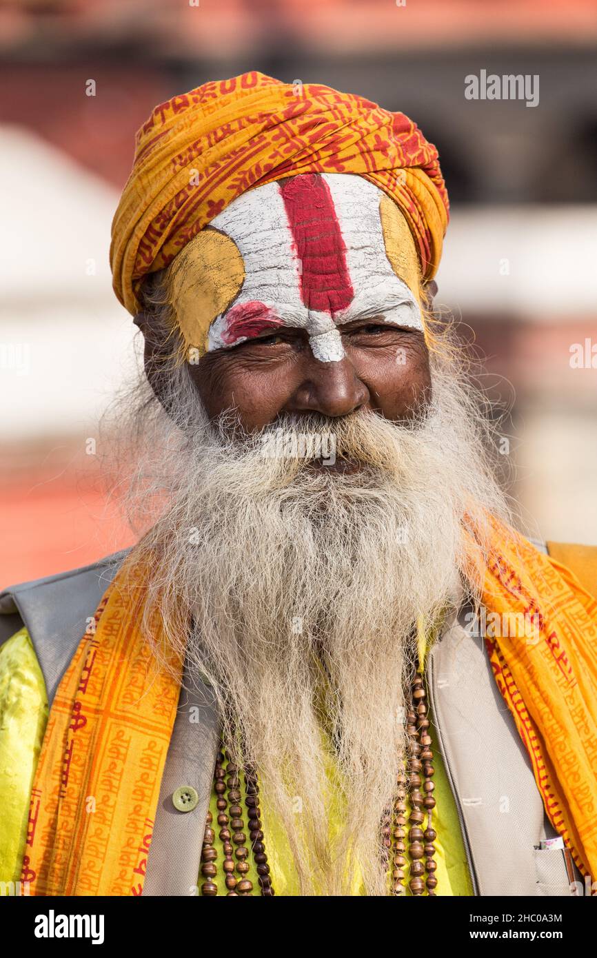 A sadhu, Hindu ascetic or holy man in the Pashupatinath temple complex ...