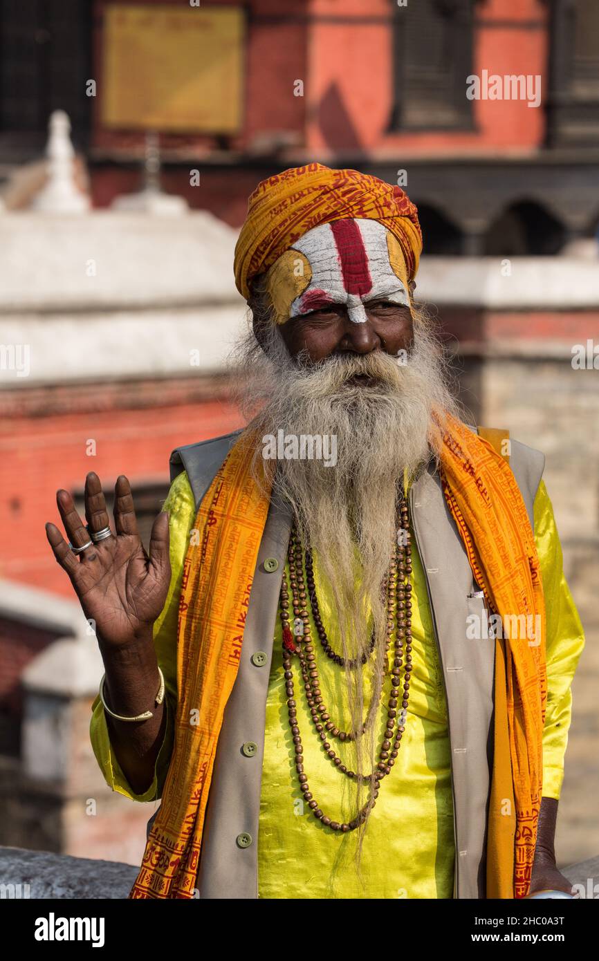 A sadhu, Hindu ascetic or holy man in the Pashupatinath temple complex ...