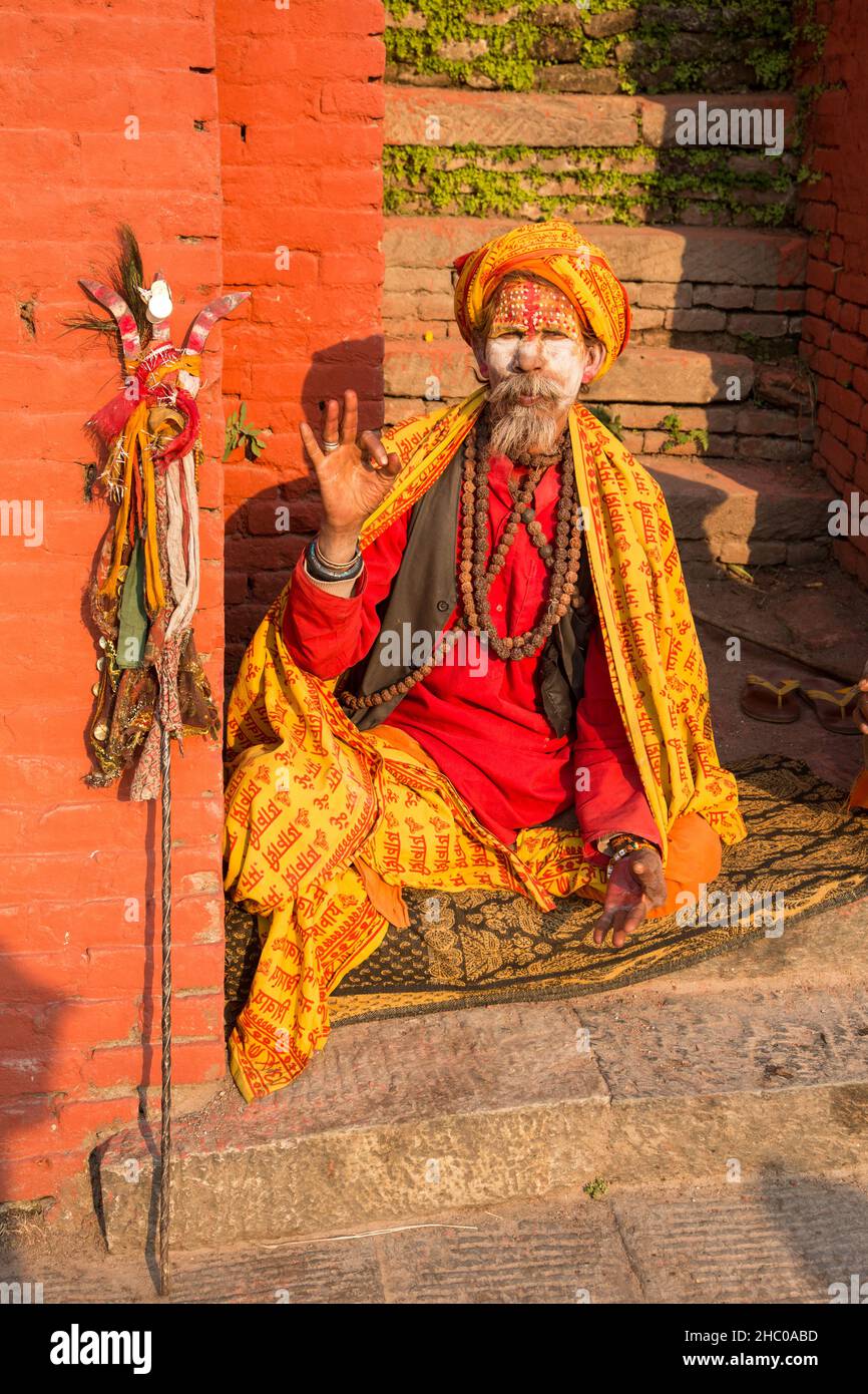 A sadhu, Hindu ascetic or holy man in the Pashupatinath temple complex ...