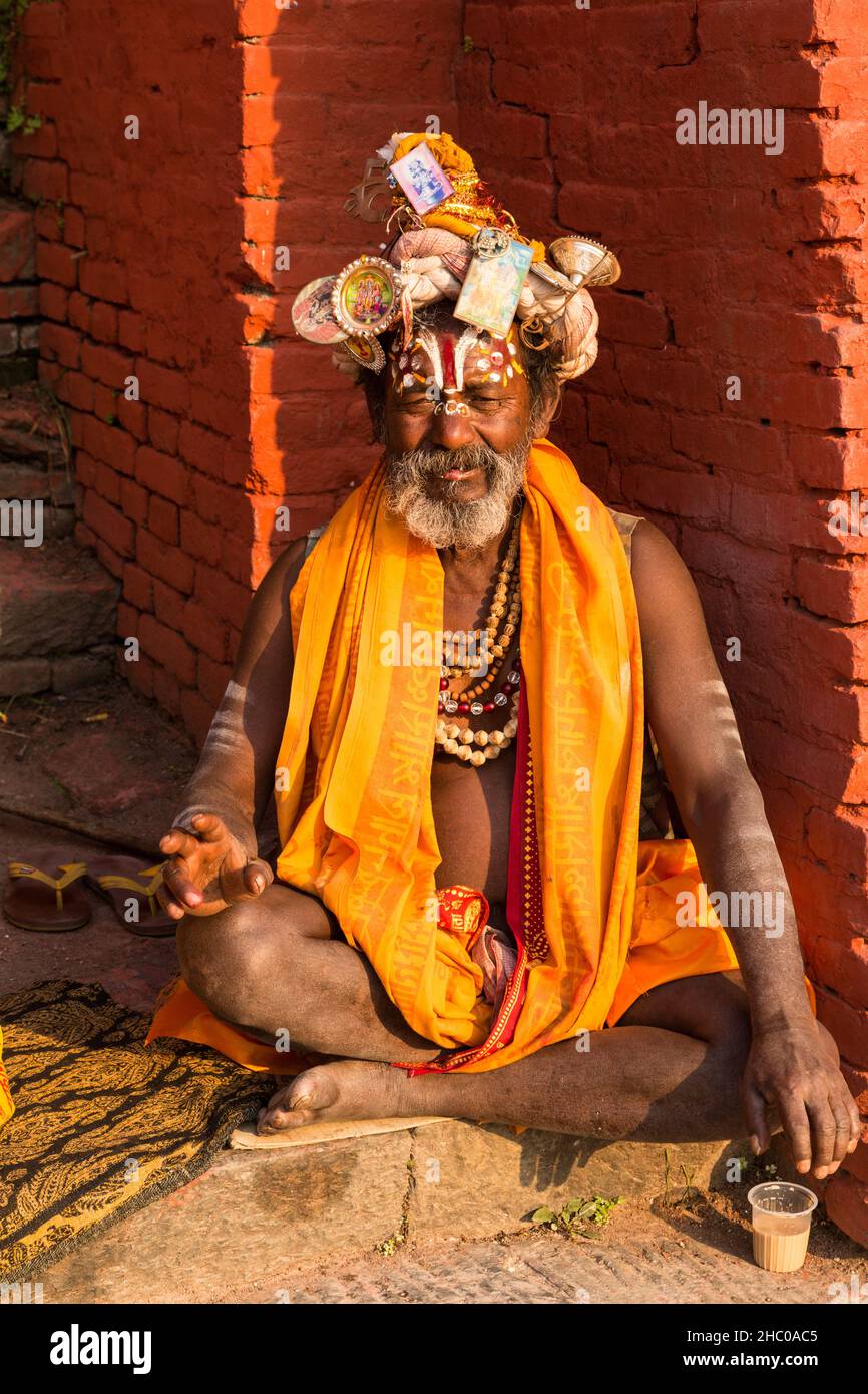 A sadhu, Hindu ascetic or holy man in the Pashupatinath temple complex ...