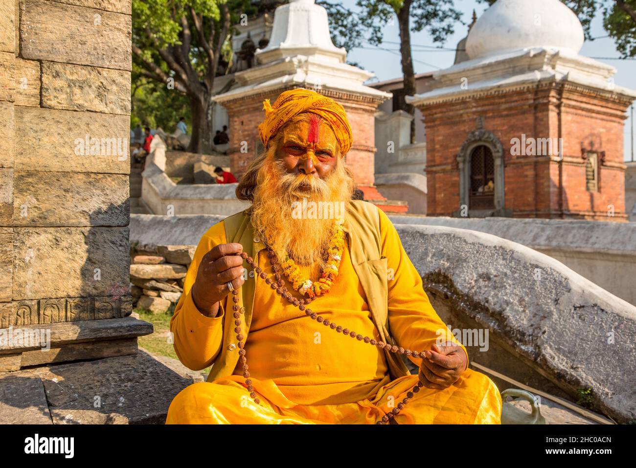 A sadhu, Hindu ascetic or holy man in Hanuman Dhoka Durbar Square in ...