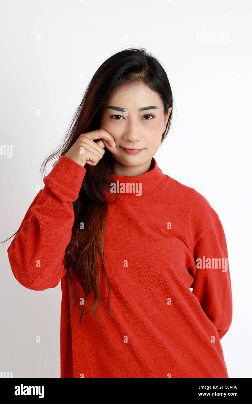 The Asian womna standing on the white background Stock Photo - Alamy