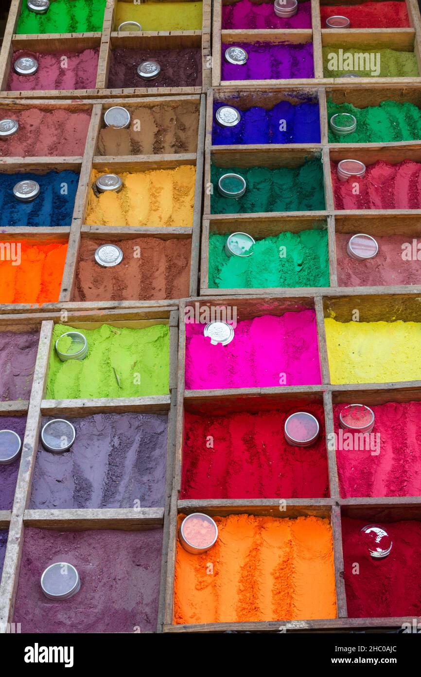 Colored powder called gulal is used in Hindu rituals, such as placing ...