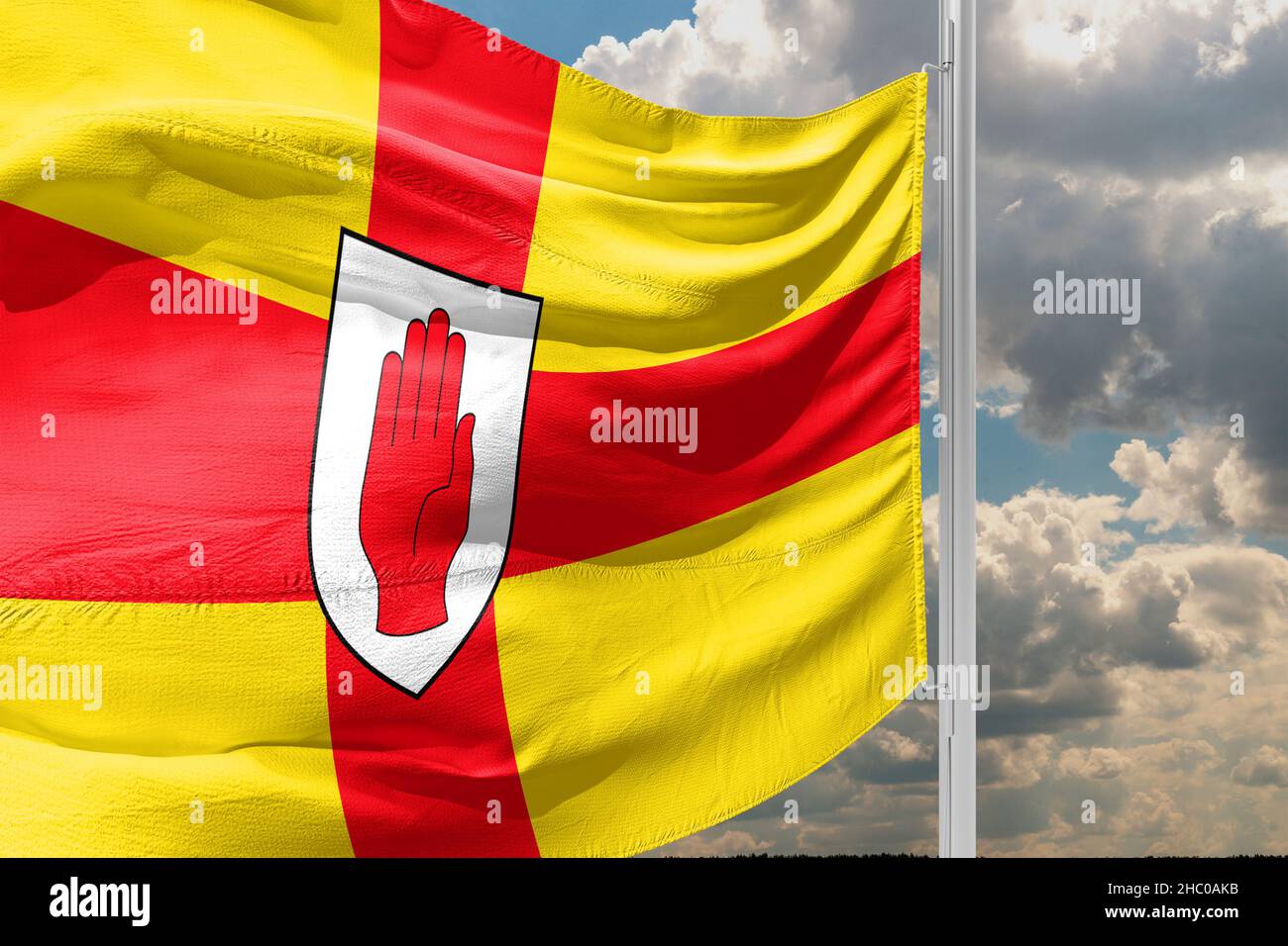 The flag of Ulster is a historic banner based on the coat of arms of ...