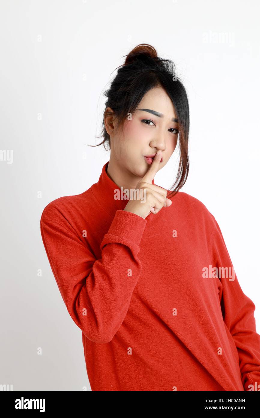 The Asian womna standing on the white background Stock Photo - Alamy