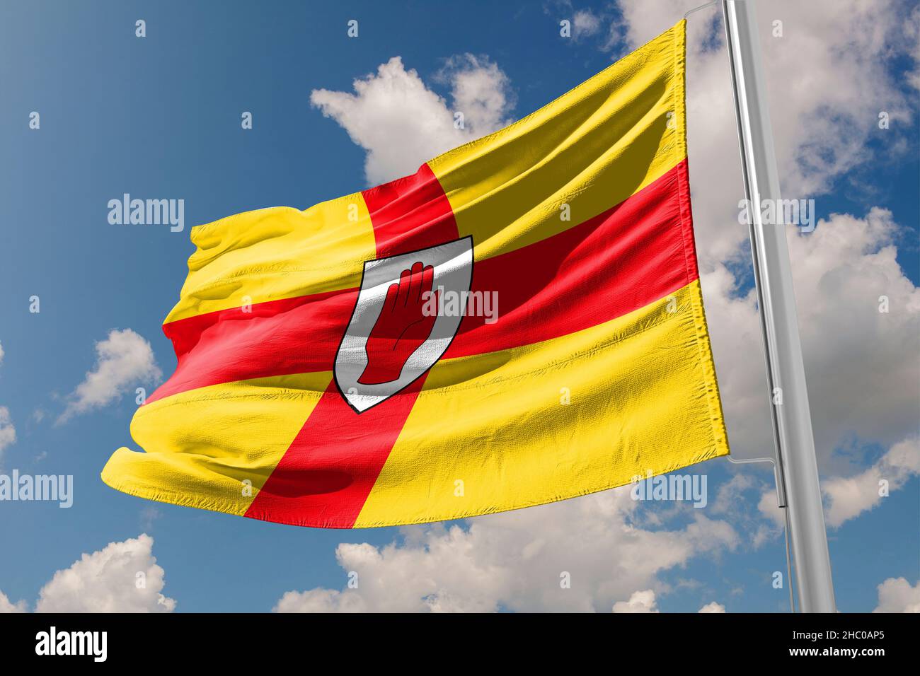 The flag of Ulster is a historic banner based on the coat of arms of ...