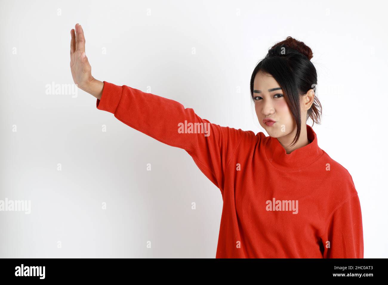 The Asian womna standing on the white background Stock Photo - Alamy