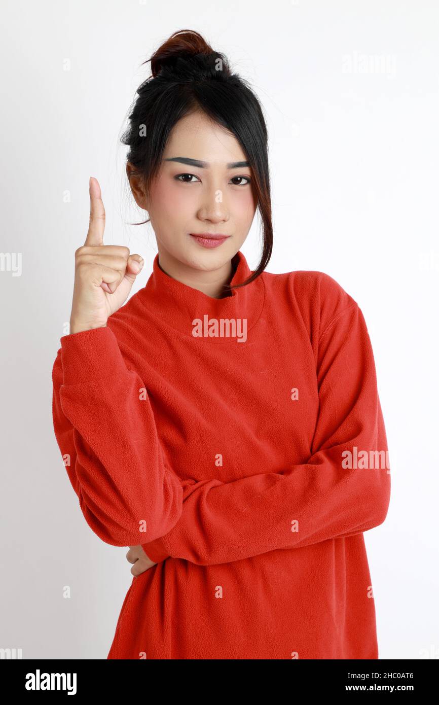 The Asian womna standing on the white background Stock Photo - Alamy