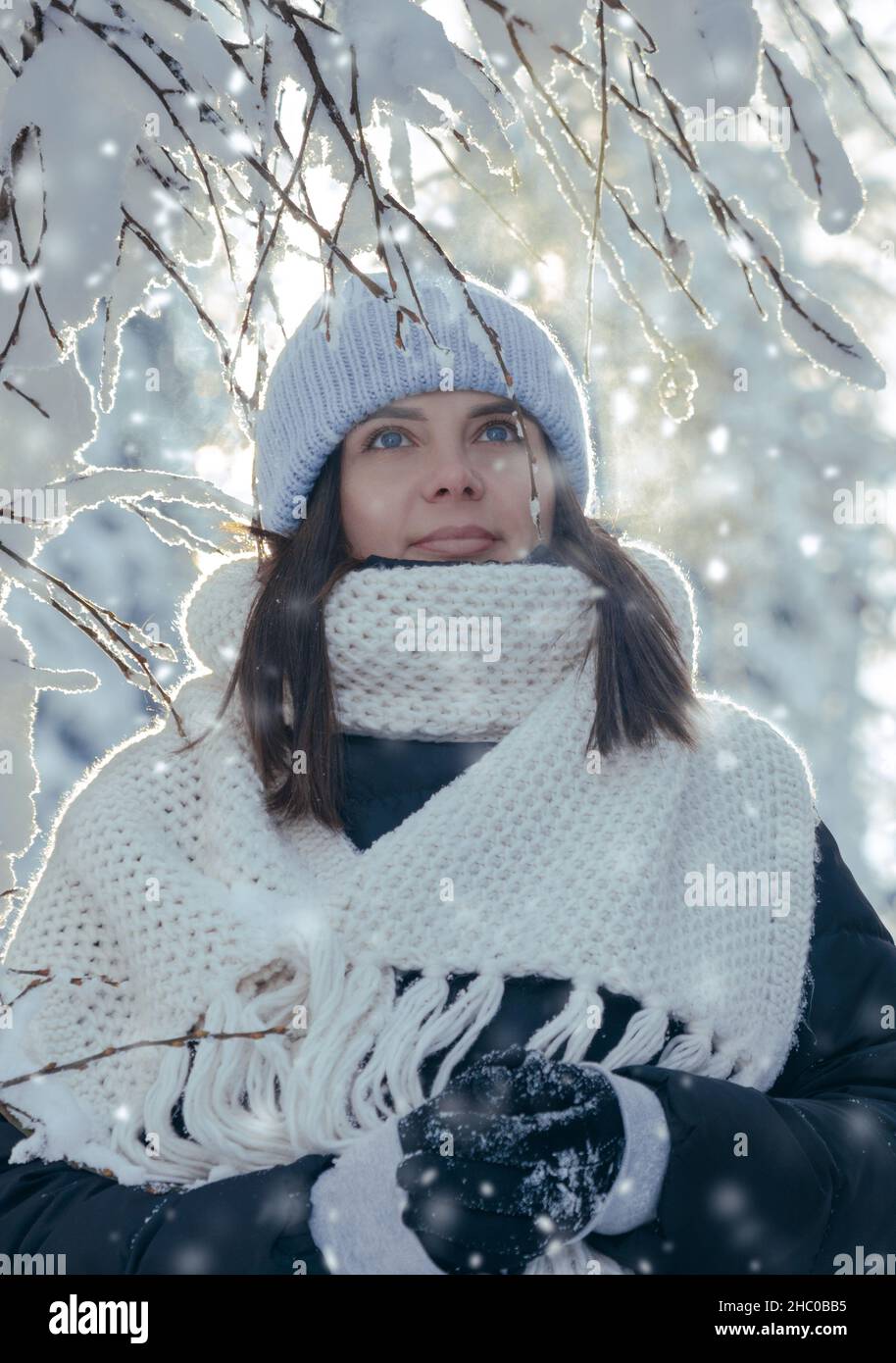 Beautiful girl snow weather outdoors hi-res stock photography and ...