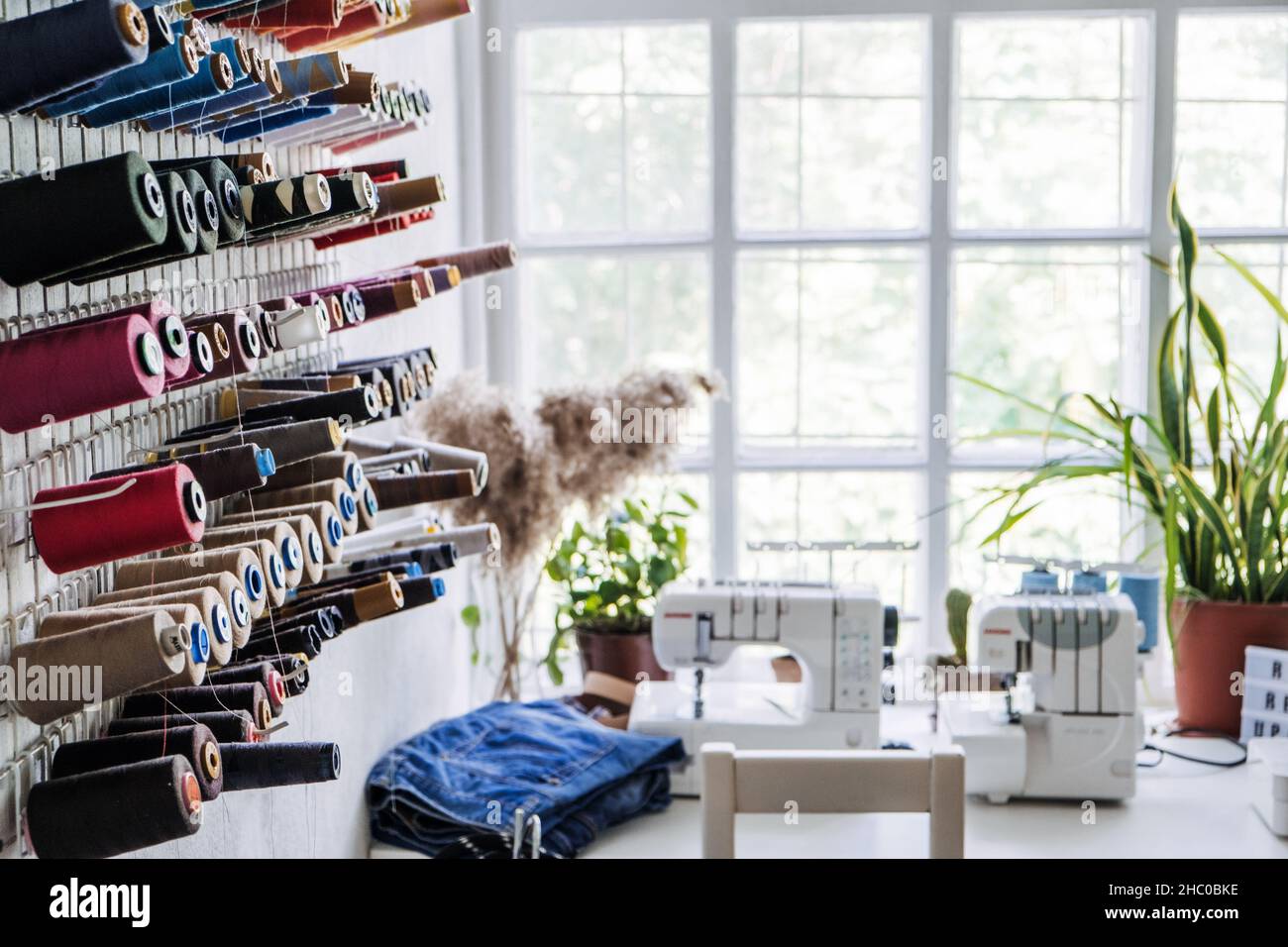 Sewing dressmaker Studio Small Business. Fashion designer working ...