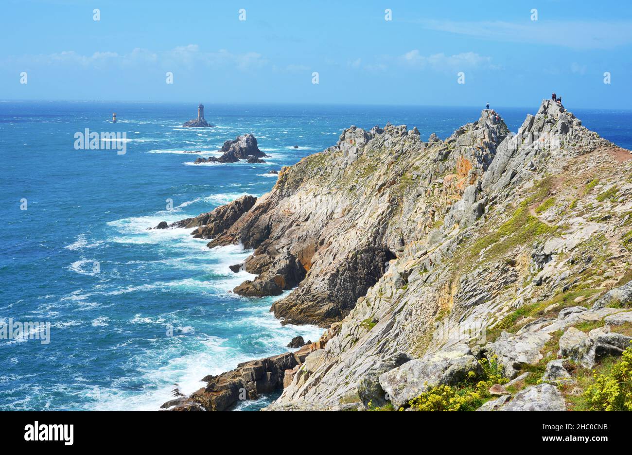 Point du Raz, France beautiful landscape cliffs and light towers ...