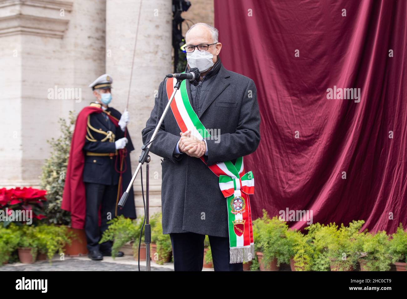 Rome, Italy. 22nd Dec, 2021. Mayor of Rome Roberto Gualtieri during ...