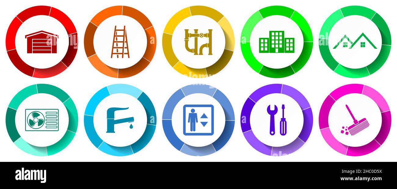 Set of home services web vector icons, flat design illustration for ...