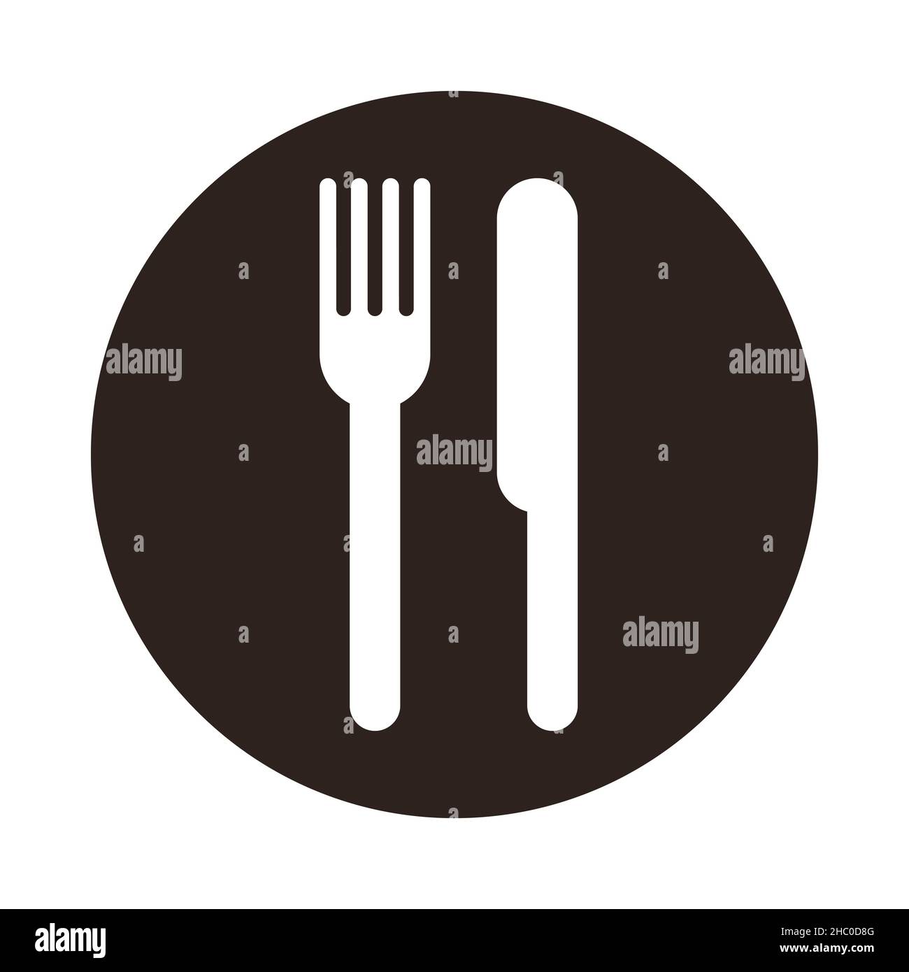 Knife and fork sign isolated on white background Stock Photo - Alamy