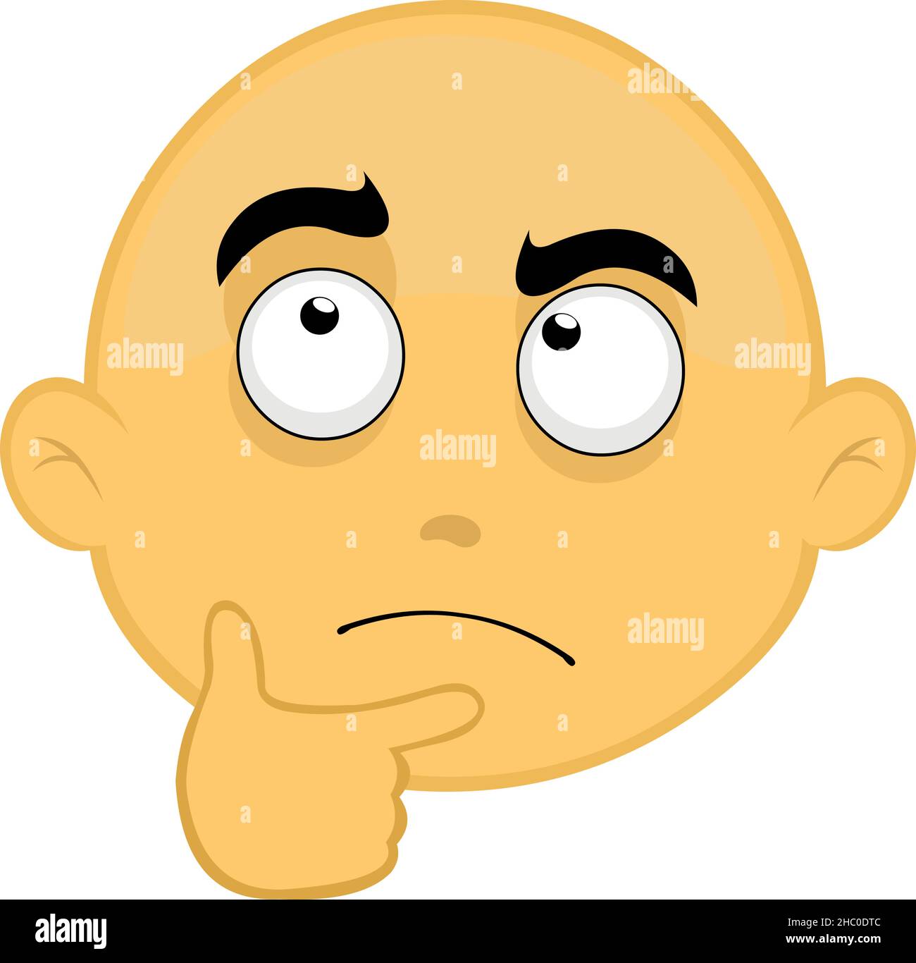 Vector Illustration Of The Face Of A Yellow And Bald Cartoon Character