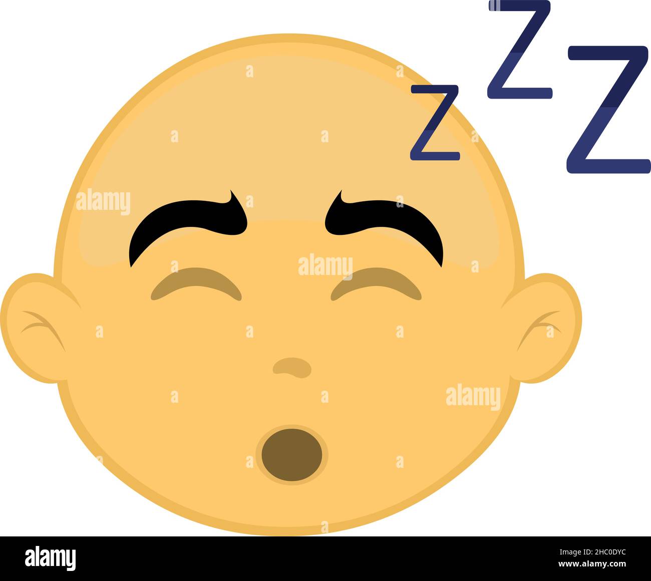 Vector Illustration Of The Face Of A Cartoon Character Bald And Yellow