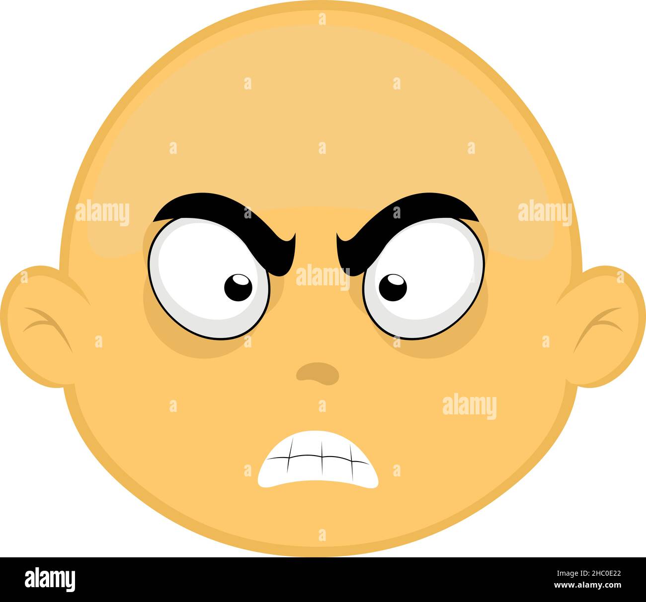 Vector illustration of the face of a bald and yellow cartoon character ...
