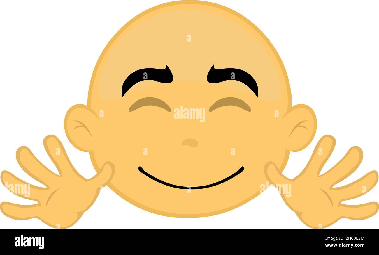 Vector illustration of the face of a bald, yellow cartoon character ...