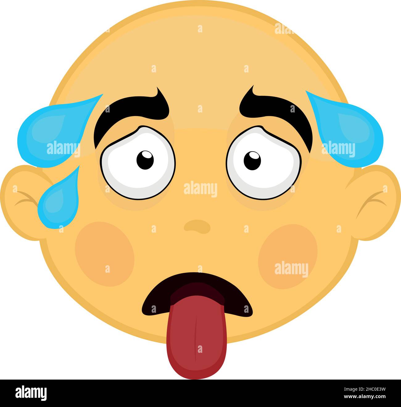 Vector illustration of the face of a bald, yellow character, with an ...