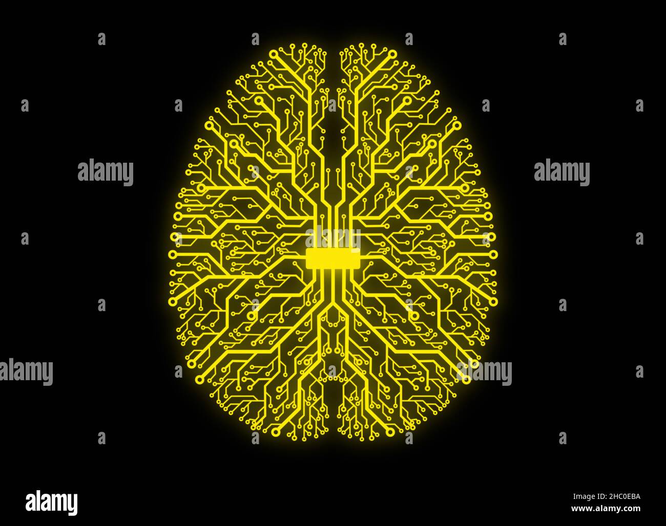 Printed circuit in the shape of a human brain Stock Photo - Alamy