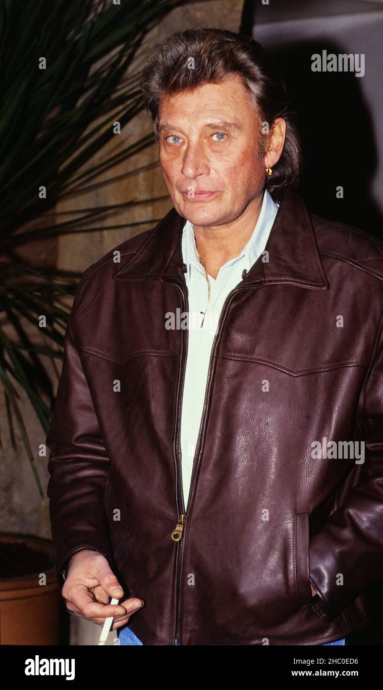 Archives 90ies: French Rock star Johnny Halliday, Lyon, France Stock ...