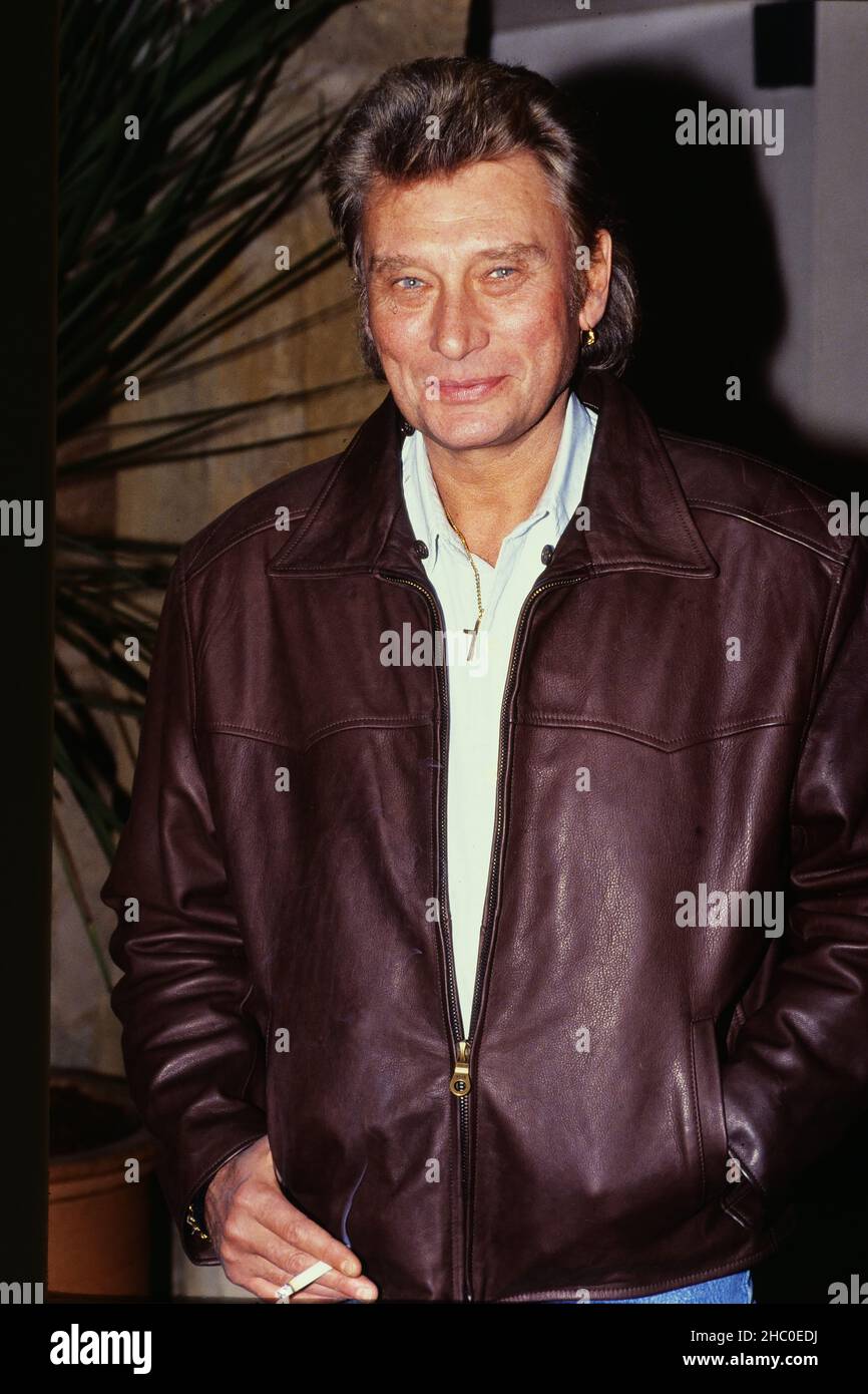Archives 90ies: French Rock star Johnny Halliday, Lyon, France Stock ...