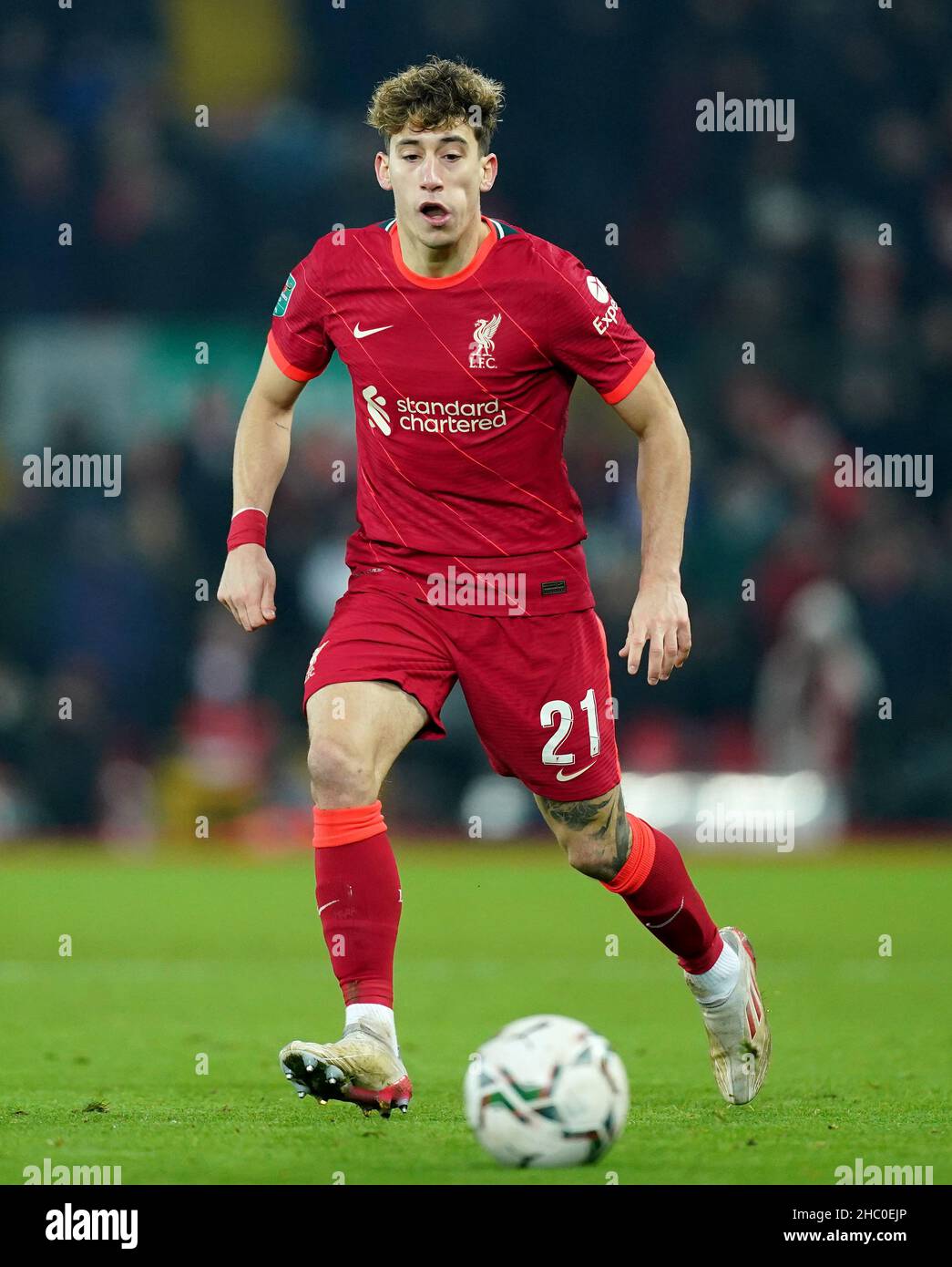 Liverpool's Kostas Tsimikas in action during the Carabao Cup quarter ...