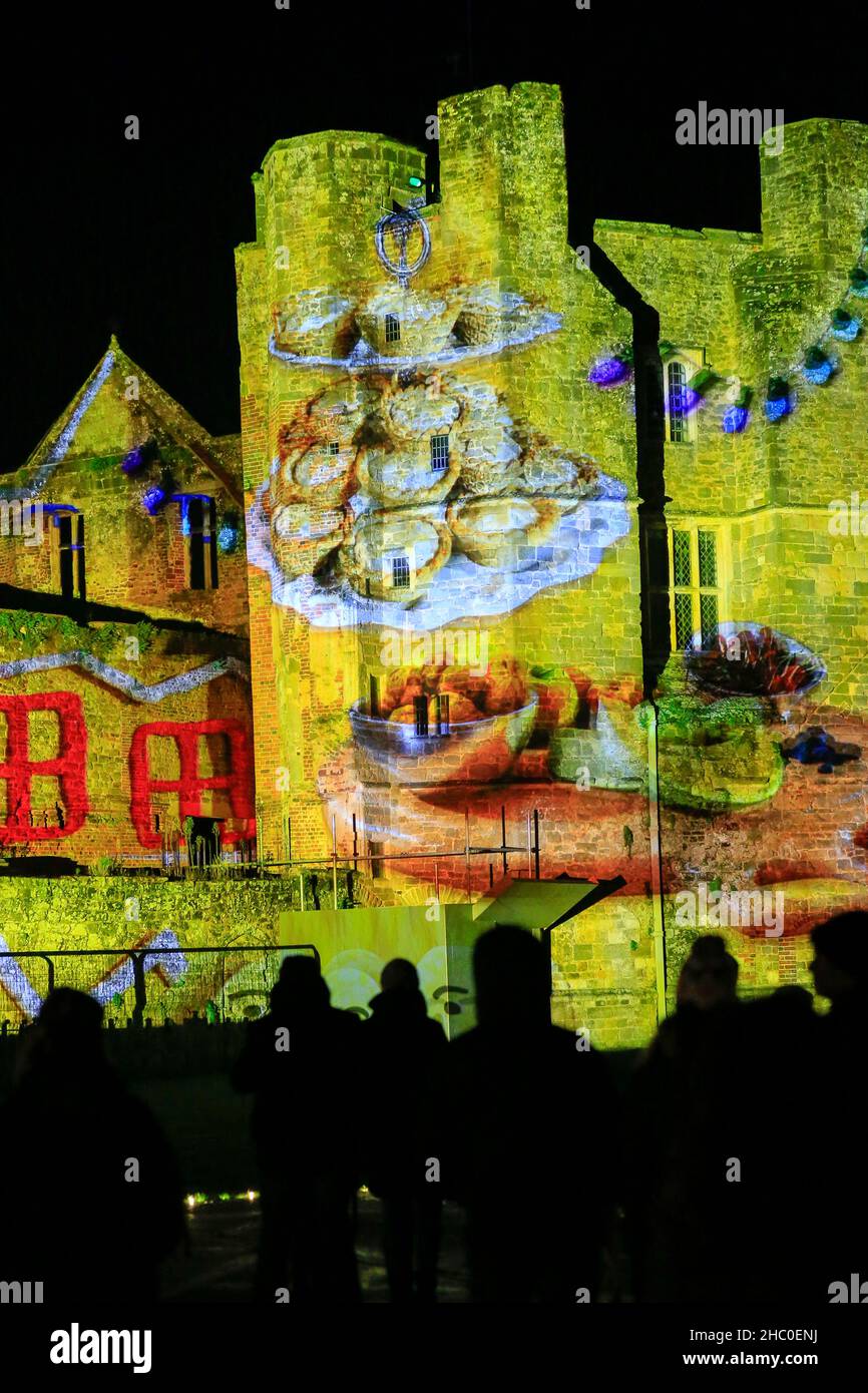 Cowdray Park, Midhurst. 22nd December 2021. An illuminated, after dark ...