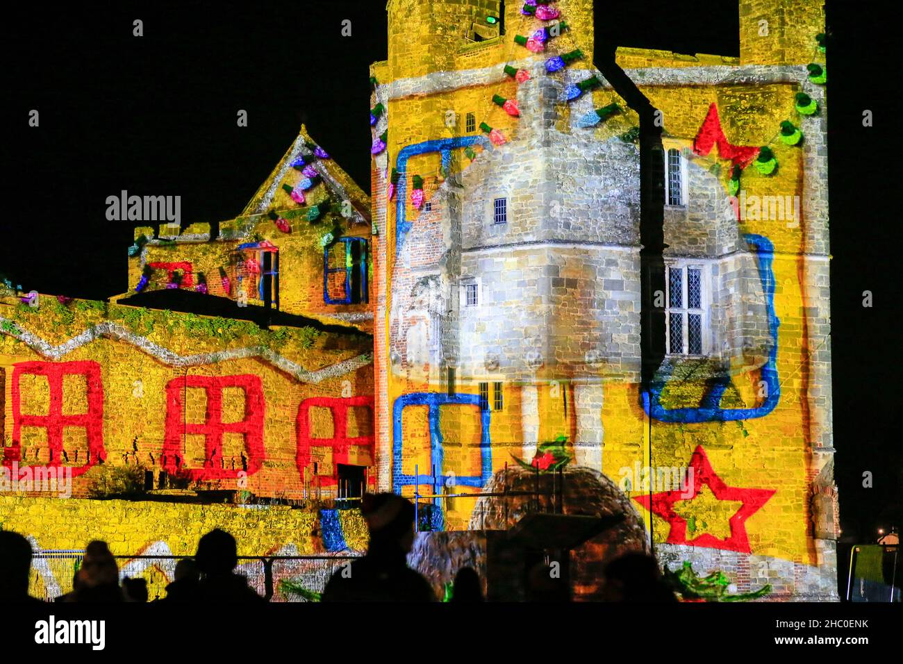 Cowdray Park, Midhurst. 22nd December 2021. An illuminated, after dark ...